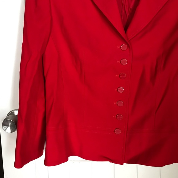 Escada | Jackets & Coats | Escada Red Dress Coat Suit Button Up Jacket ...